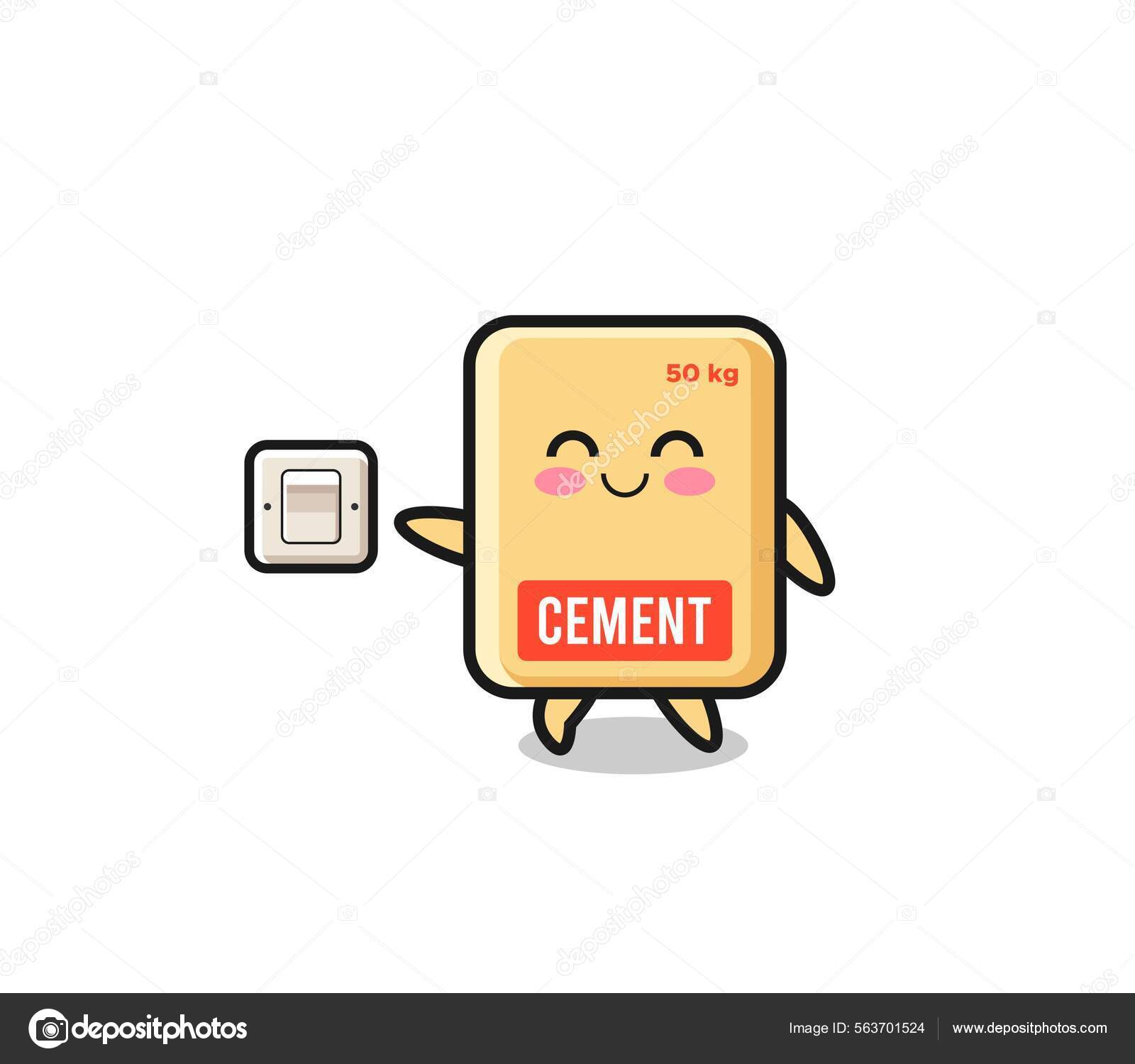 Saco Cemento Dibujos Animados Está Apagando Luz Lindo Diseño Vector de ...