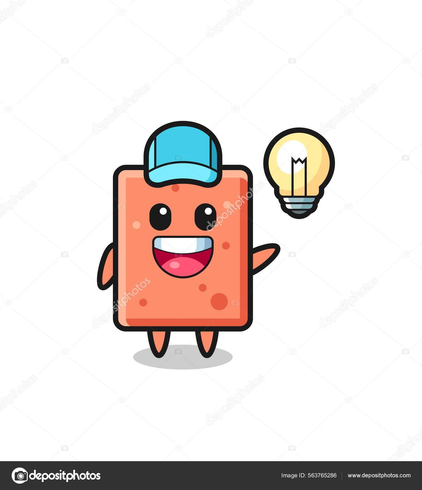 Ladrillo Personaje Dibujos Animados Conseguir Idea Lindo Diseño Vector ...