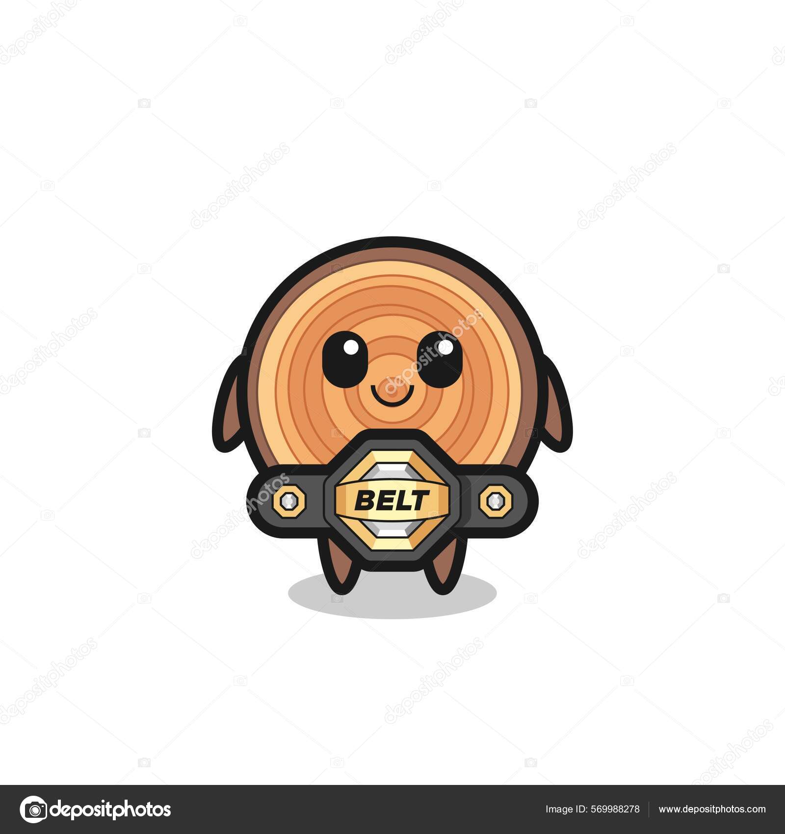 Mma Lutador Madeira Grão Mascote Com Cinto Design Bonito vetor(es) de ...