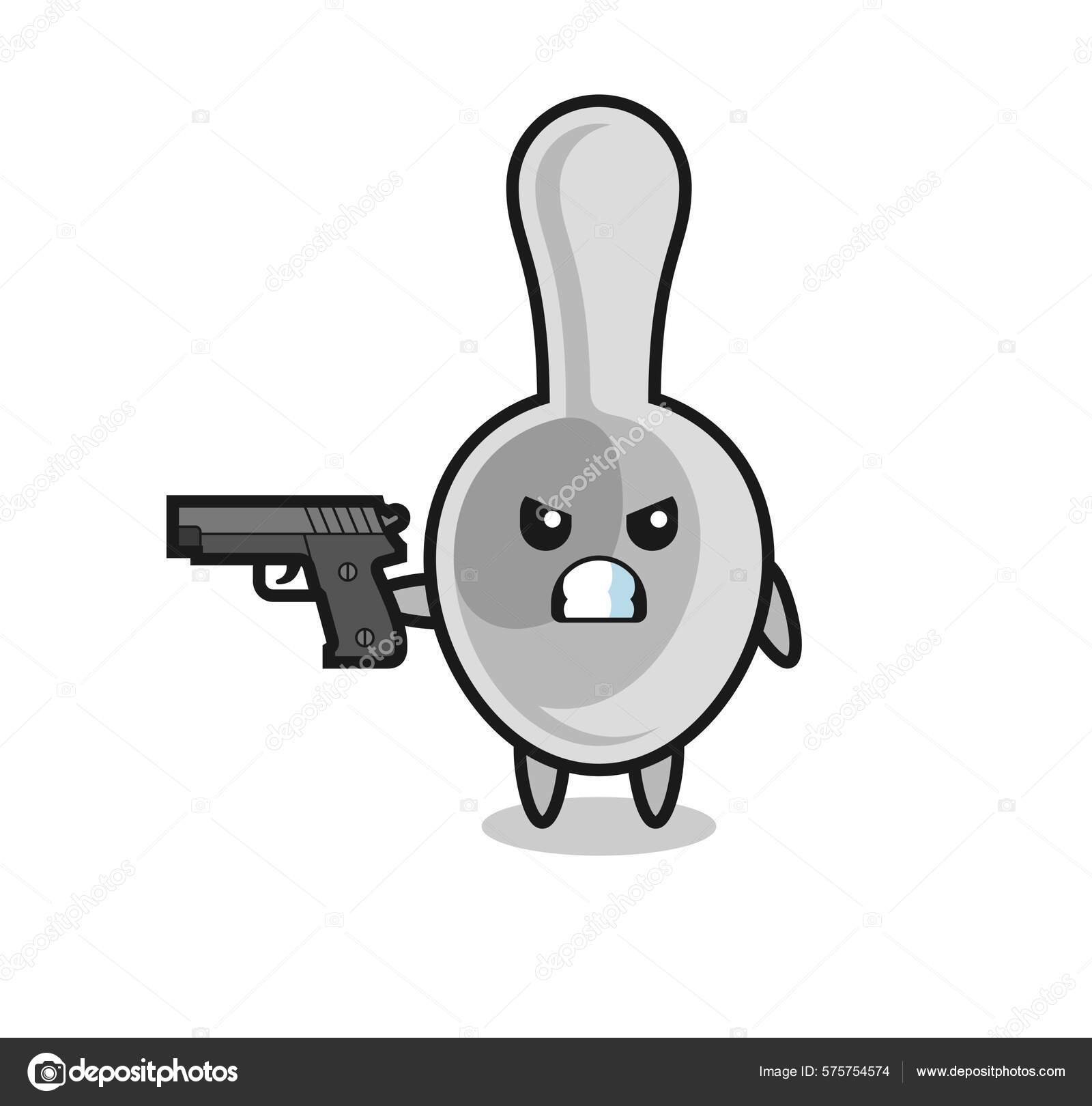 Cute Spoon Character Shoot Gun Cute Design Stock Vector by ©heriyusuf ...