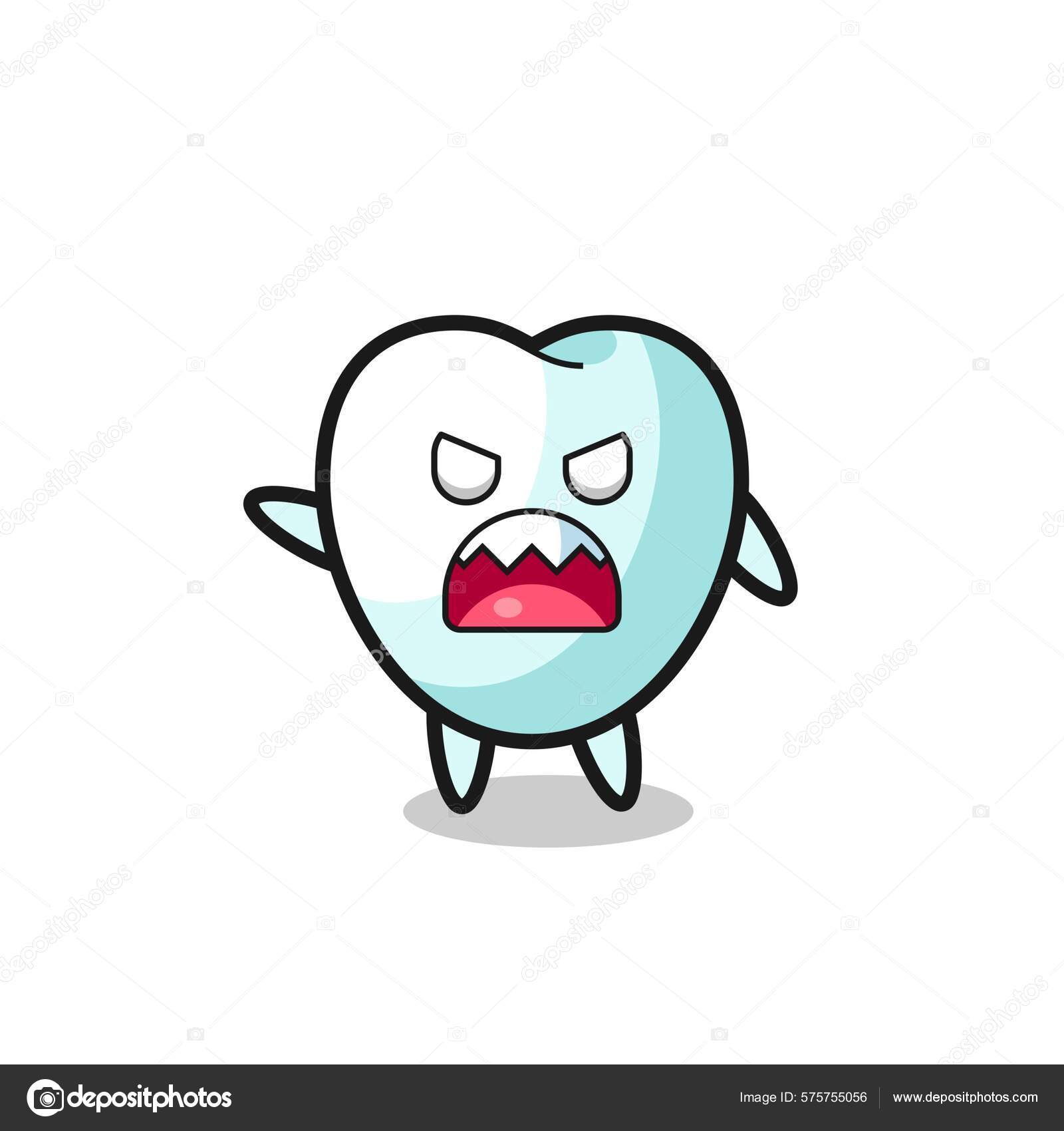 Cute Tooth Cartoon Very Angry Pose Cute Design Vector de stock por ...