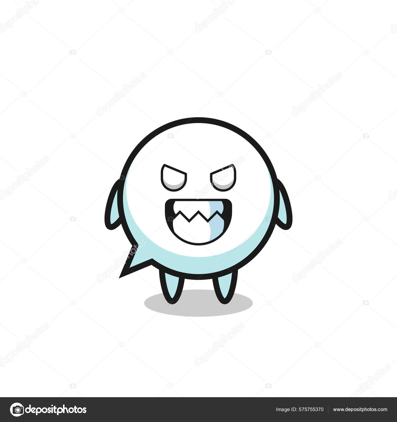 Evil Expression Speech Bubble Cute Mascot Character Cute Design Stock ...