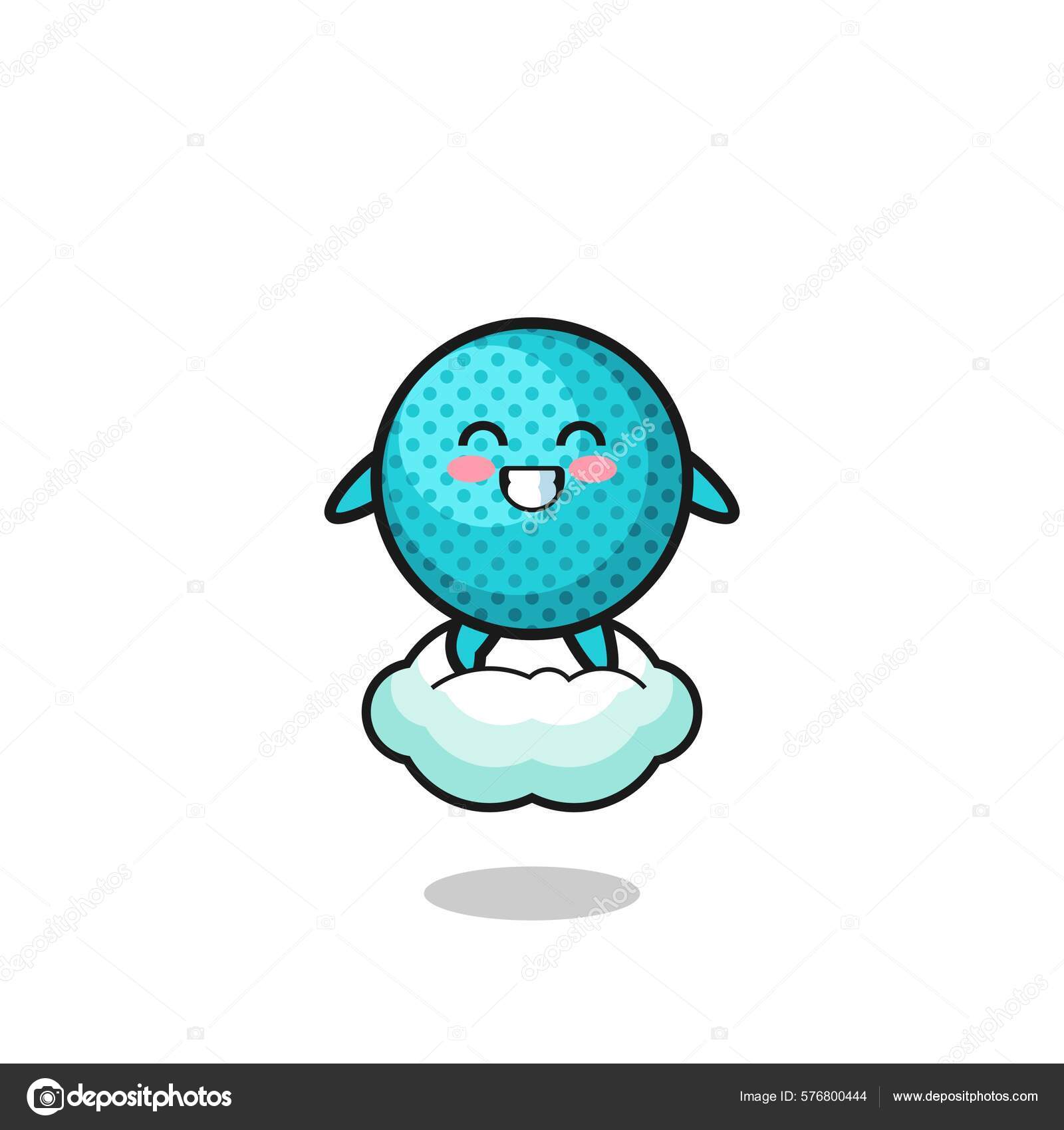 Cute Spiky Ball Illustration Riding Floating Cloud Cute Design Stock ...