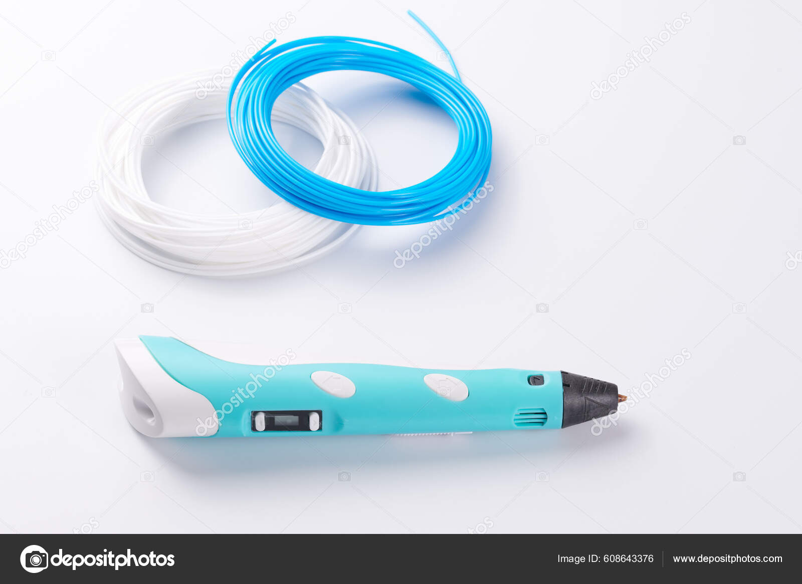Pen Creating Volume Plastic Figures Isolated White Background Stock ...