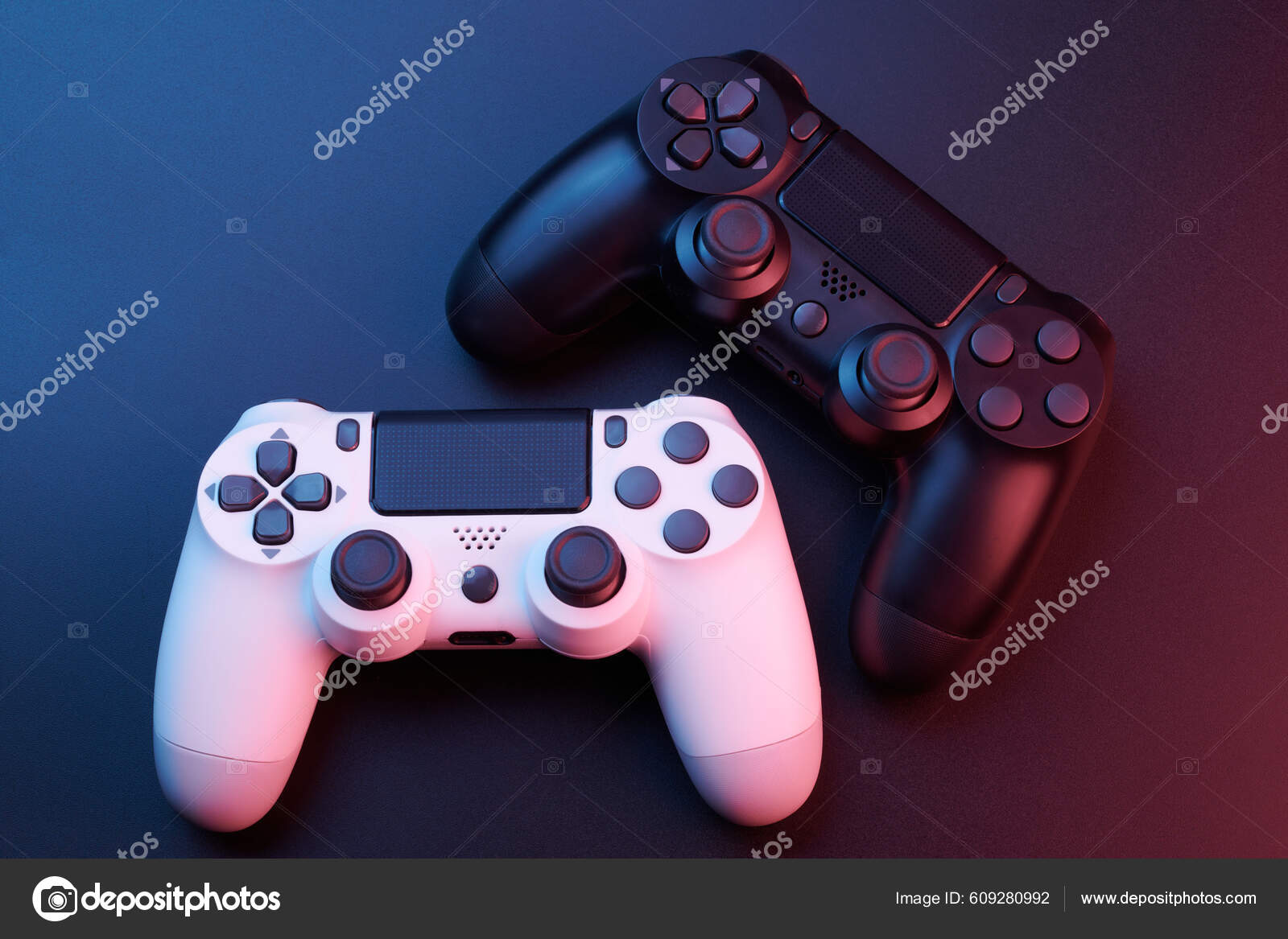 Two Video Game Controllers Joysticks Game Console Isolated Black ...