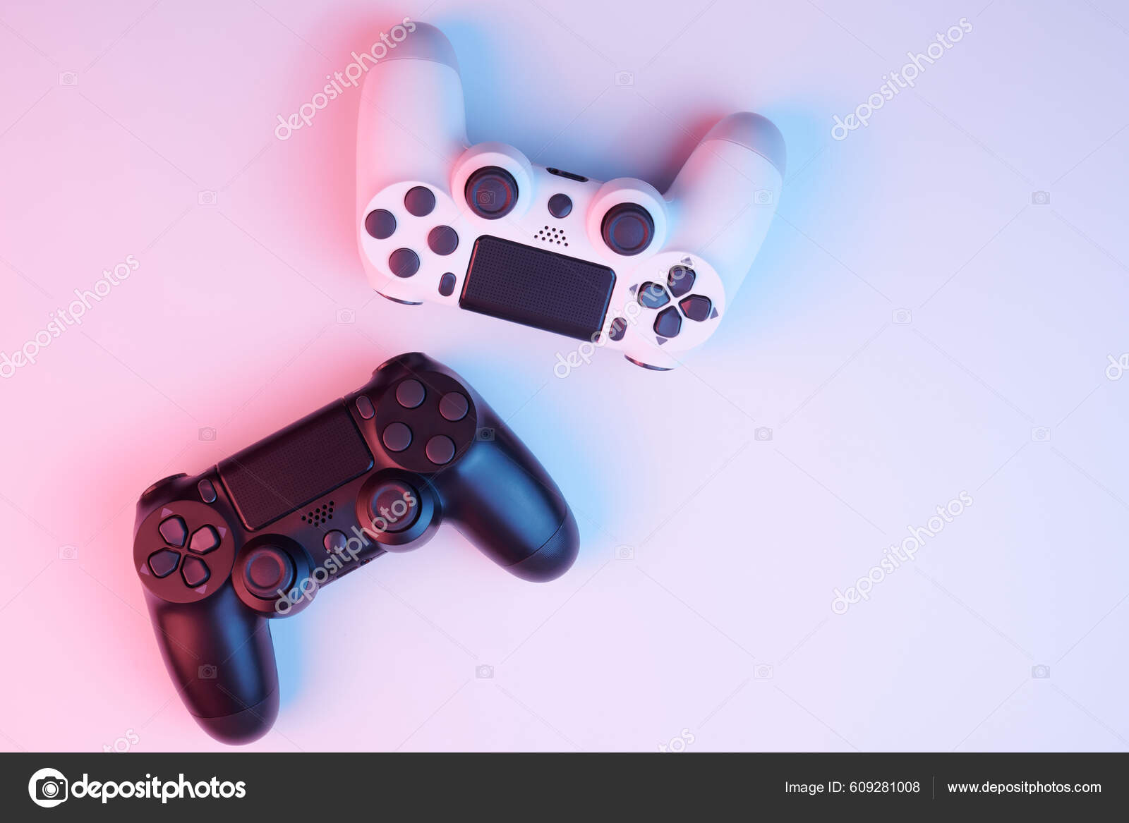 Two Video Game Controllers Joysticks Game Console Isolated White ...