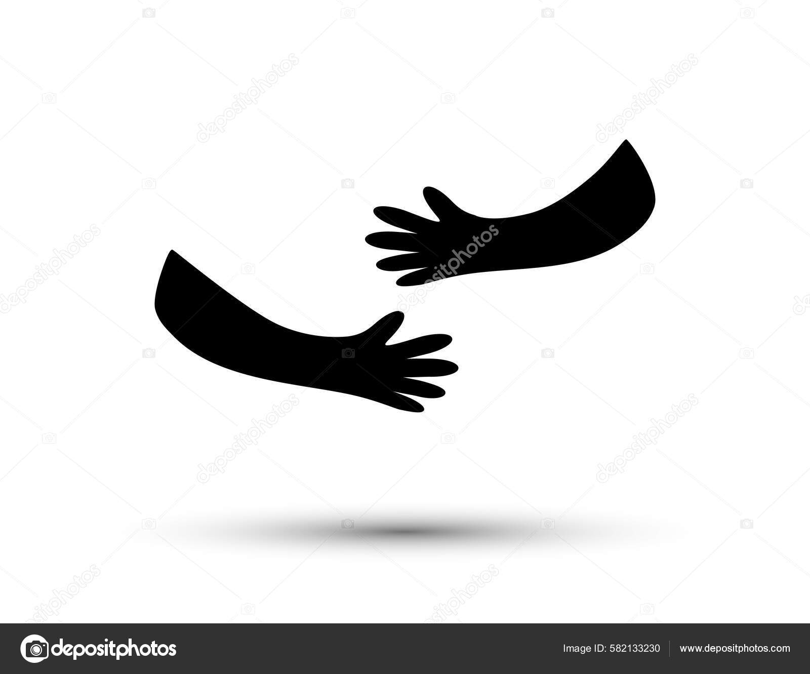 Two Hands Hug Something Vector Illustration Shadow Isolated White ...