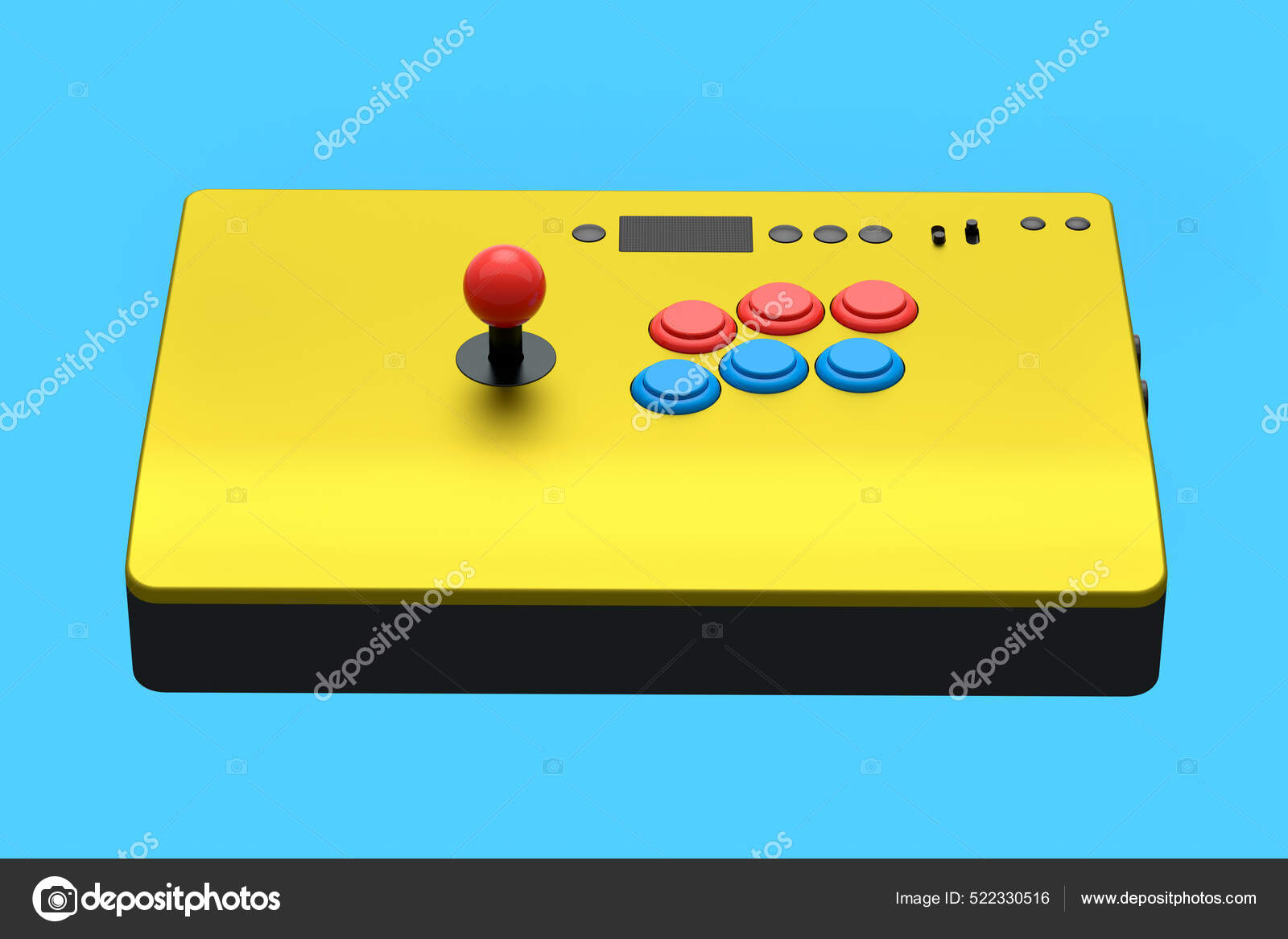 Vintage Yellow Arcade Stick Joystick Tournament Grade Buttons Isolated ...