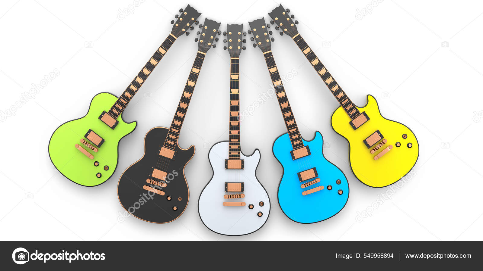 Set Electric Acoustic Guitar Isolated White Background Render Concept ...