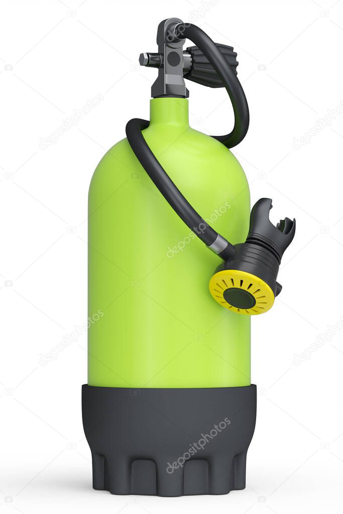 Tanque Buceo Verde Lleno Oxígeno Para Snorkel Aislado Sobre Fondo ...