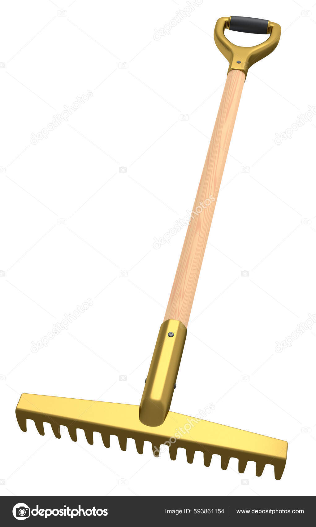 Garden Rake Wooden Handle Harvesting Hay Isolated White Background ...