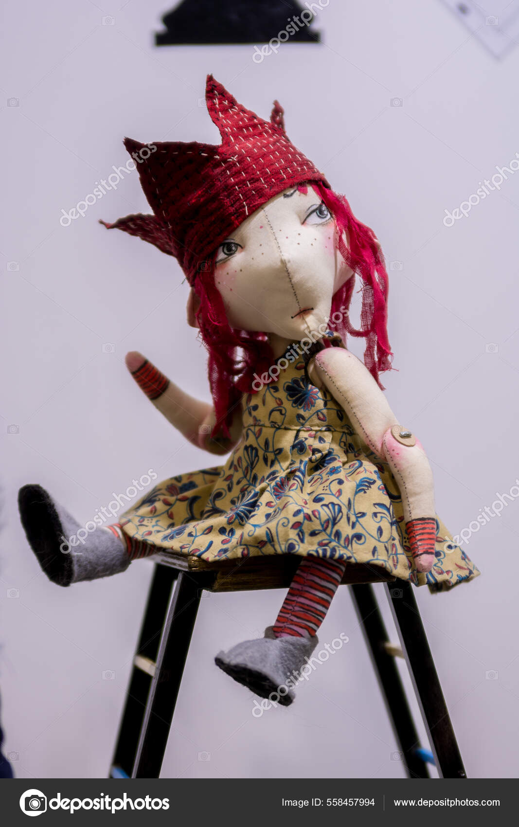 Rag Doll Red Crown Its Head Sits Folding Ladder Stock Photo by ©Dizfoto ...