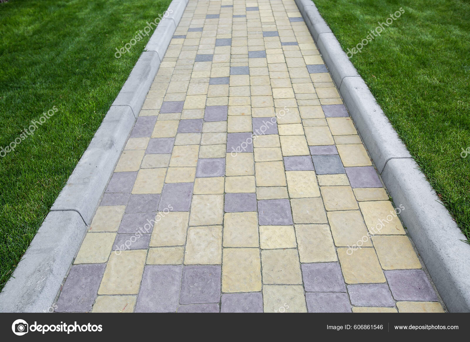 Stone Pavement Grass Texture Top View Cobblestoned Pavement Background ...
