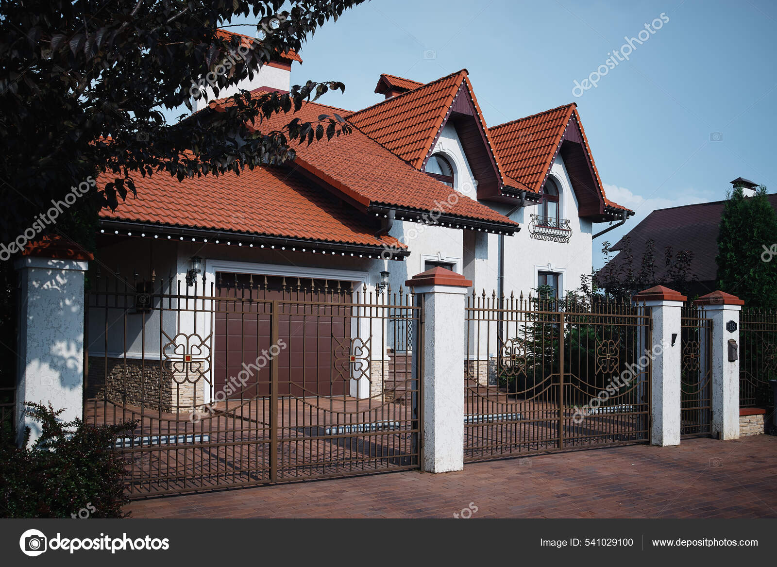 Cute Cottage Home. Cottage Style House. Two-storey house close-up Stock ...