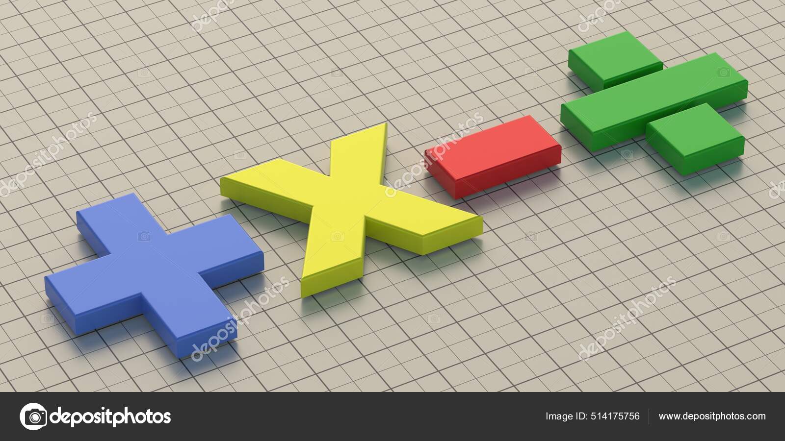 Maths Symbols Basic Mathematical Colorful Signs Grid Square Background ...