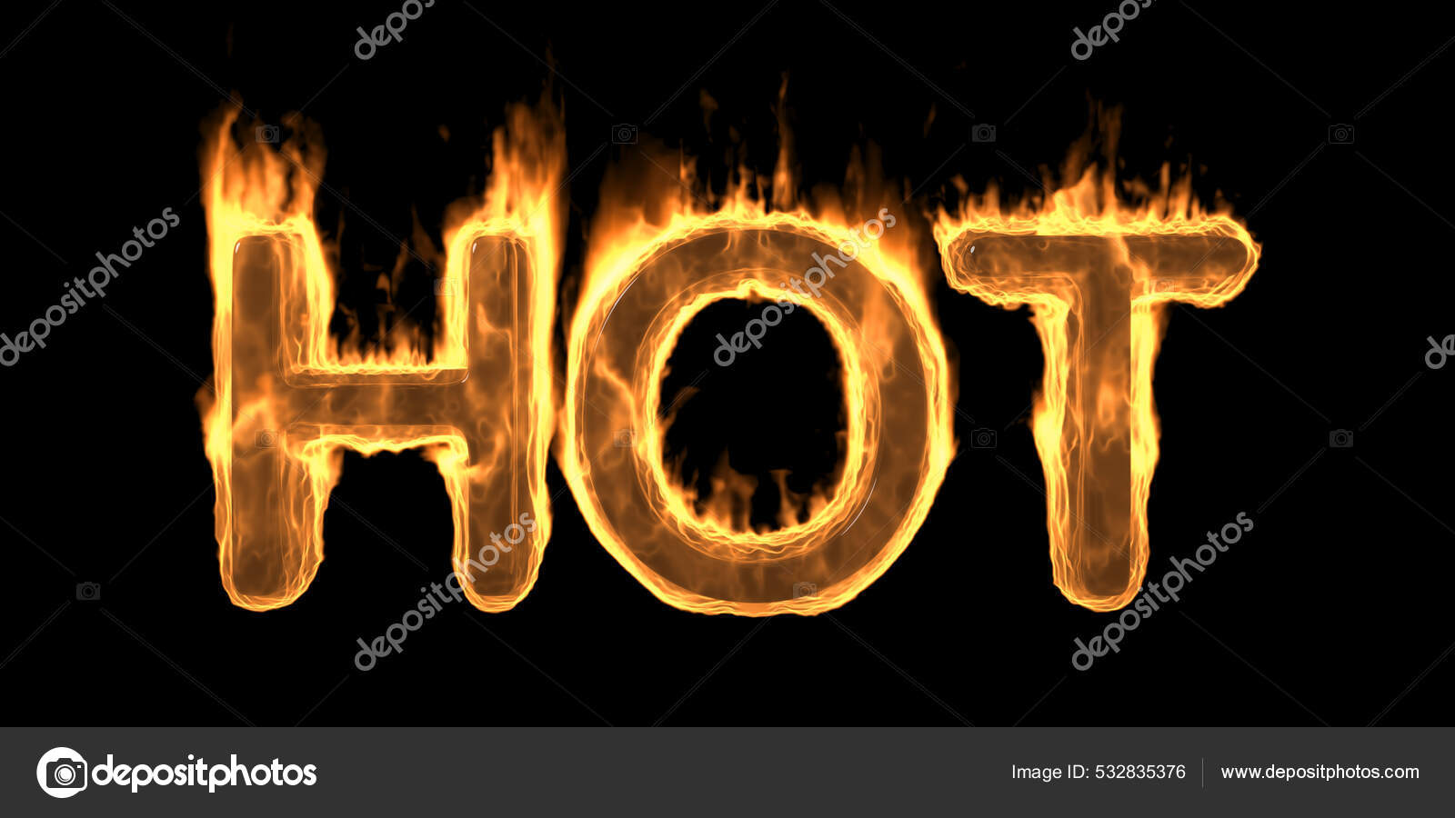 Hot Fire Flaming Burn Text Burning Flame Word Smoke Fiery — Stock Photo ...
