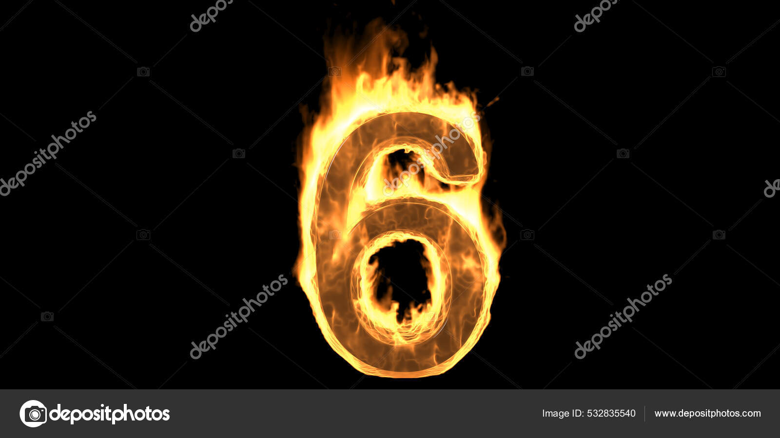 Fire Number Six Flaming Burn Font Burning Flame Text Smoke Stock Photo ...