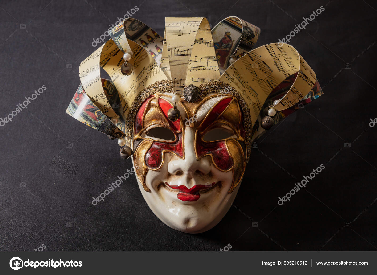 Carnival Venetian Harlequin Mask Black Color Background Italian ...