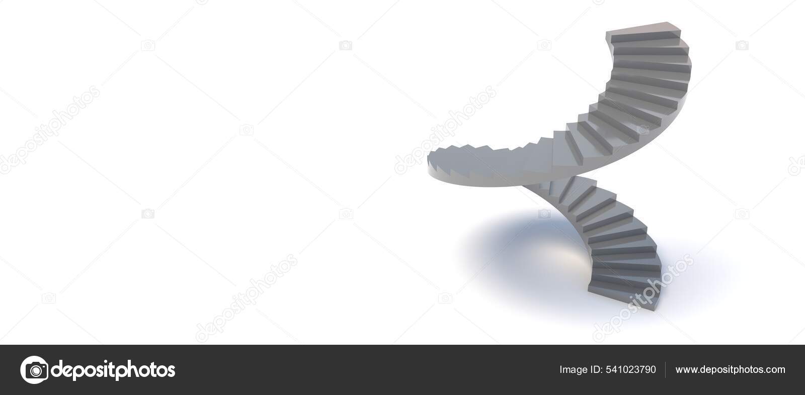 Spiral Rising Staircase Modern Construction Isolated White Empty ...