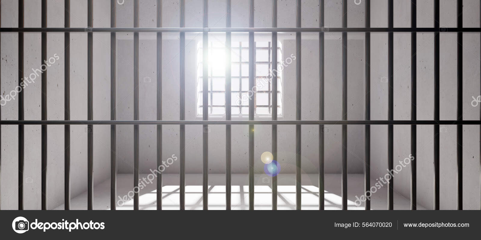 Prison Cell Window Jail Steel Bars Concrete Walls Empty Dungeon — Stock ...