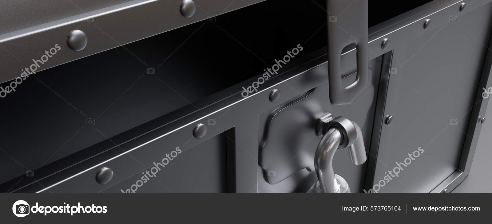 Old Gray Color Pirate Trunk Opened Unlocked Treasure Chest Open — Stock ...