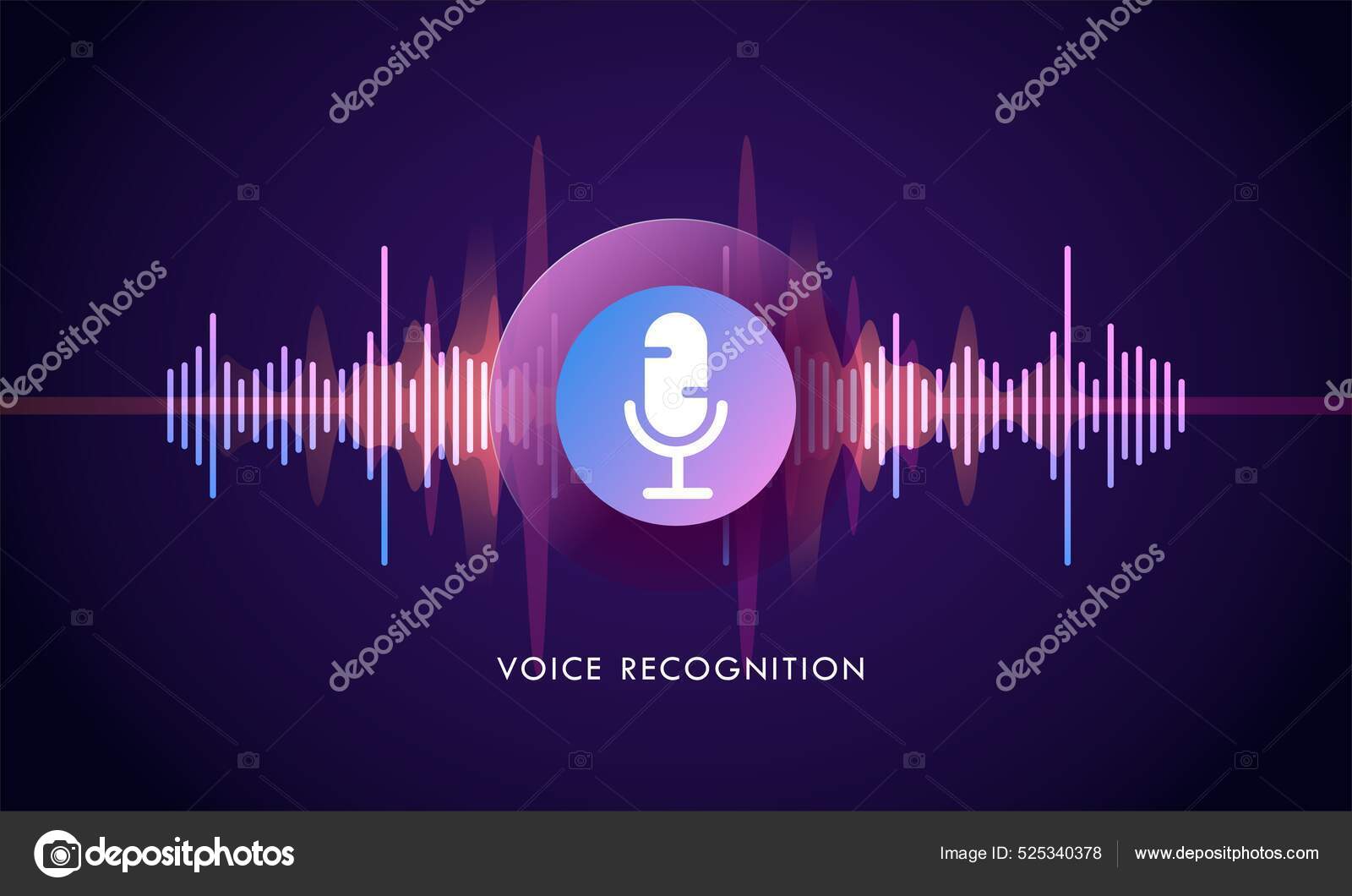 Voice recognition concept, vector illustration of sound symbol ...