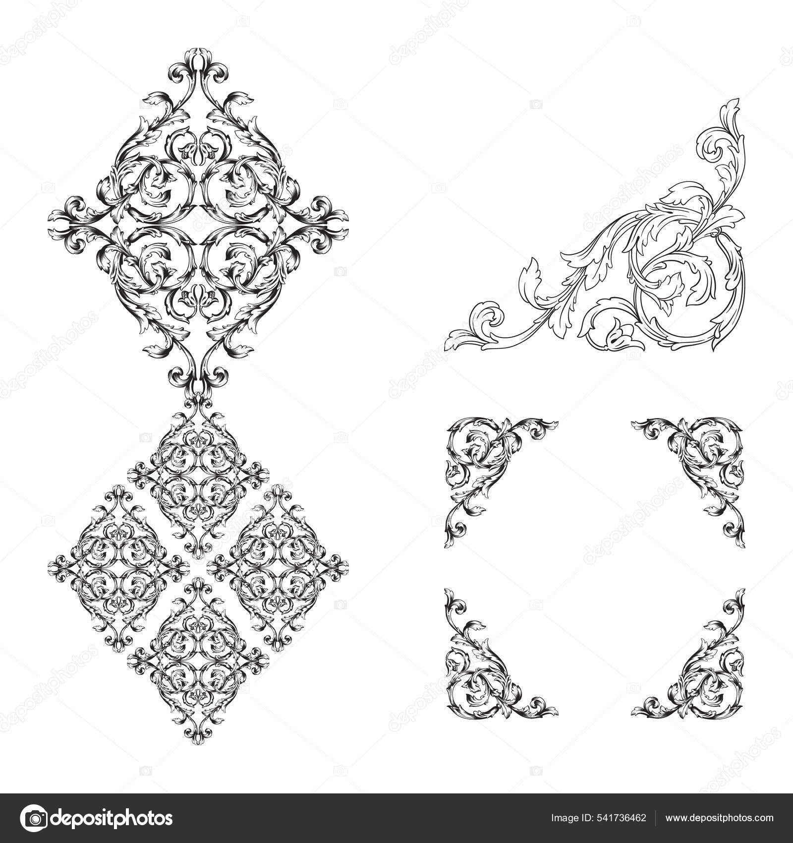 Classical Baroque Vector Set Vintage Elements Design Vector ...