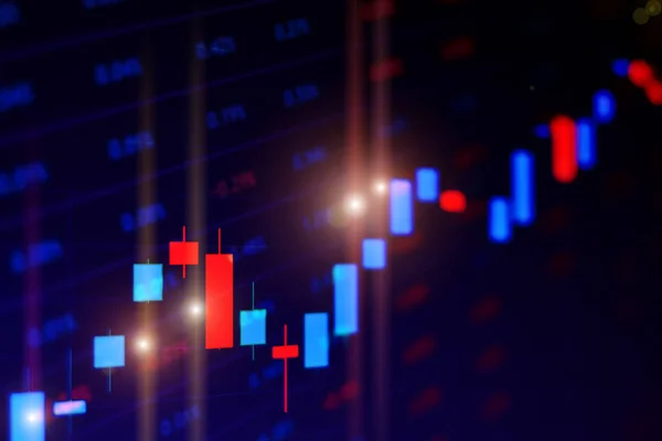 Rising stock market chart on blue background - Stock Image - Everypixel