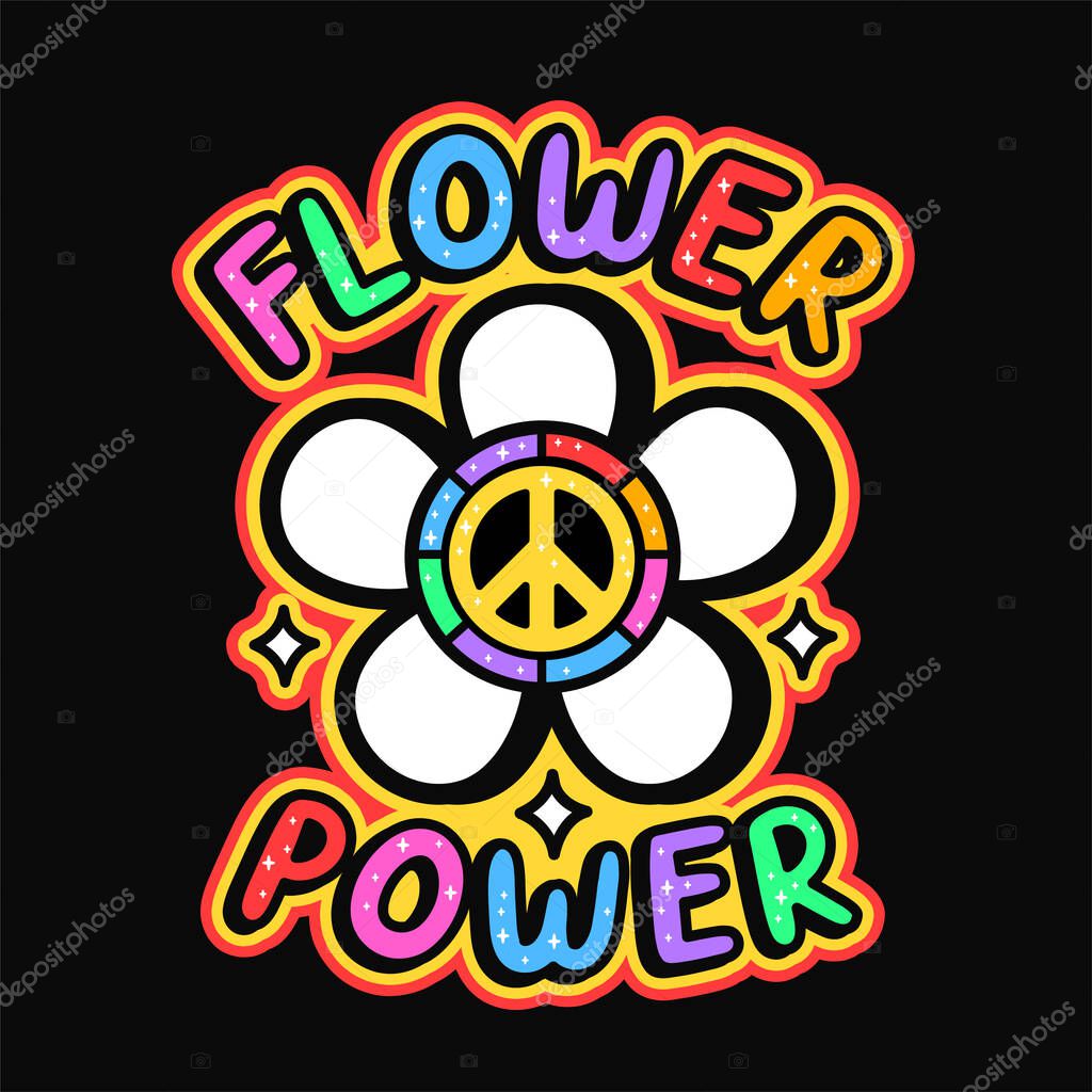 Símbolo hippie de paz en flor camiseta impresión design.Flower poder ...