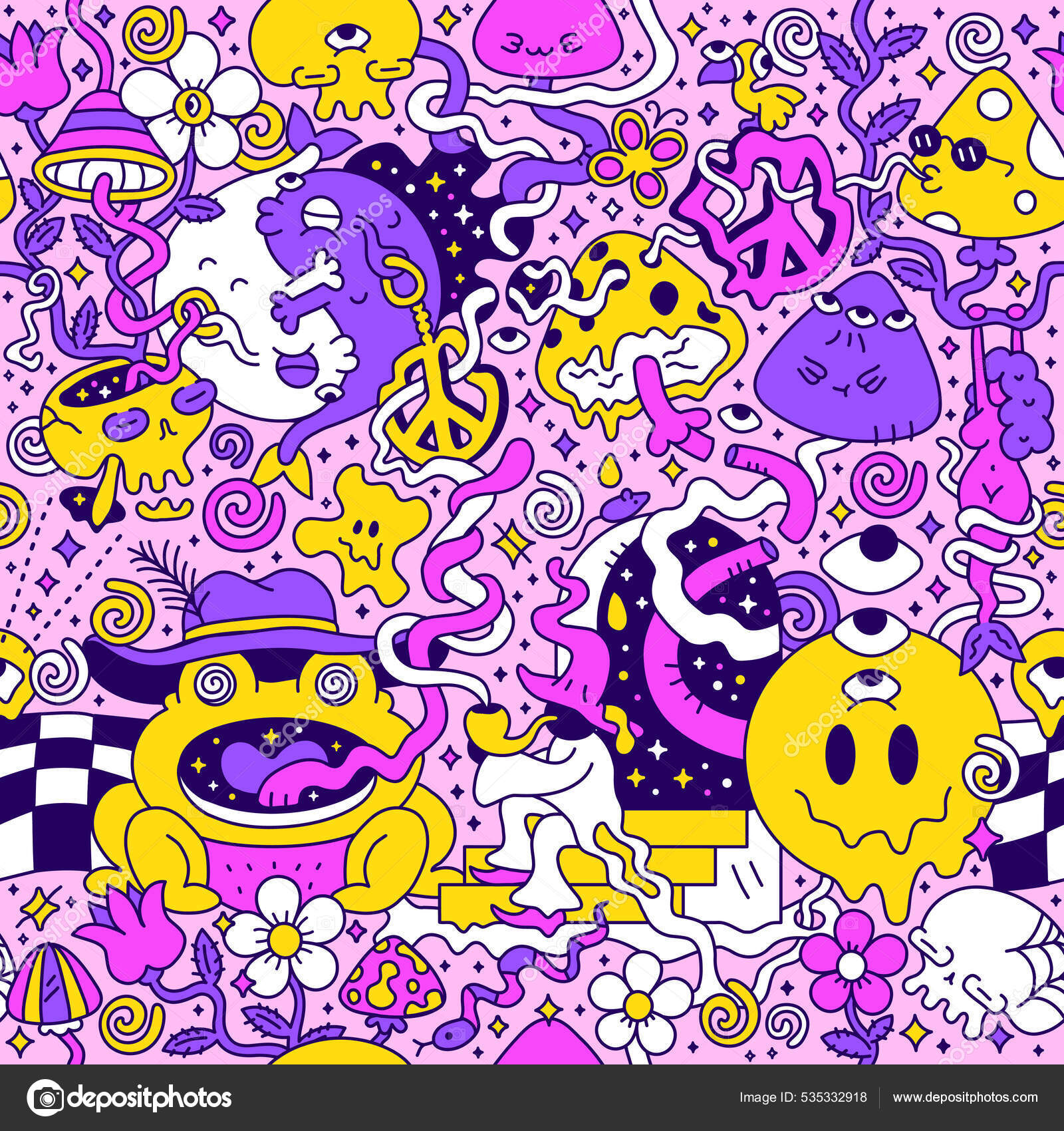 Trippy Cartoon Mushrooms