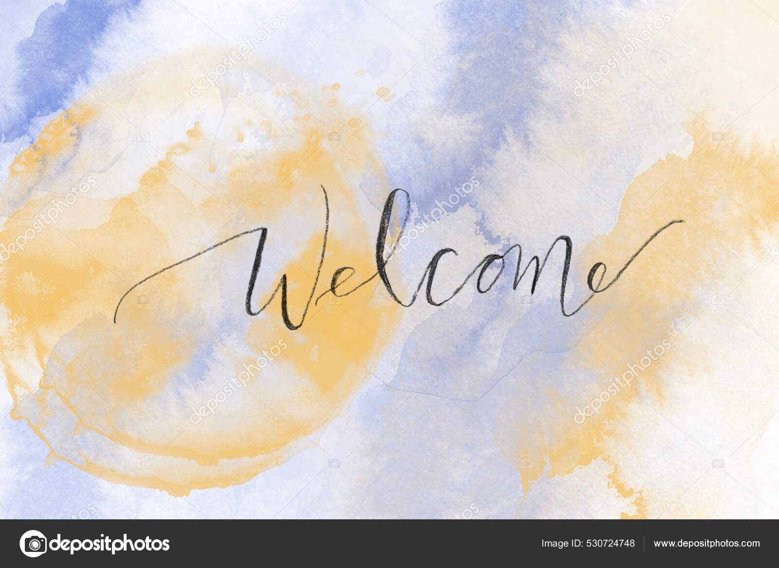 Watercolor Illustration Text Welcome Abstract Painting Background Stock ...