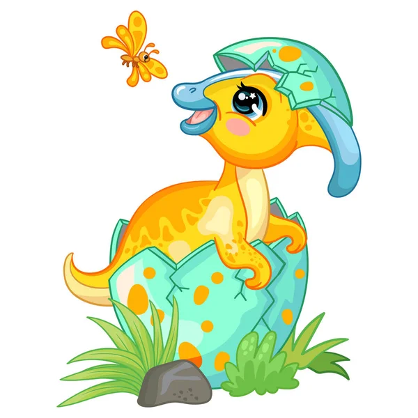 Dinosaur Turquoise Triceratops Exotic Plants Cute Cartoon Character Vector Illustration Stock ...