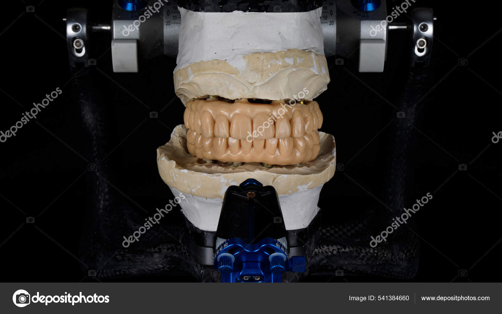 Prostheses Dental Fitting Polymer Articulator Shot Black Background ...