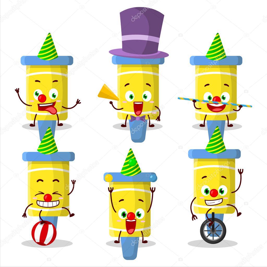 Personaje de dibujos animados de proyectiles de fuegos artificiales con varios espectáculos de ...