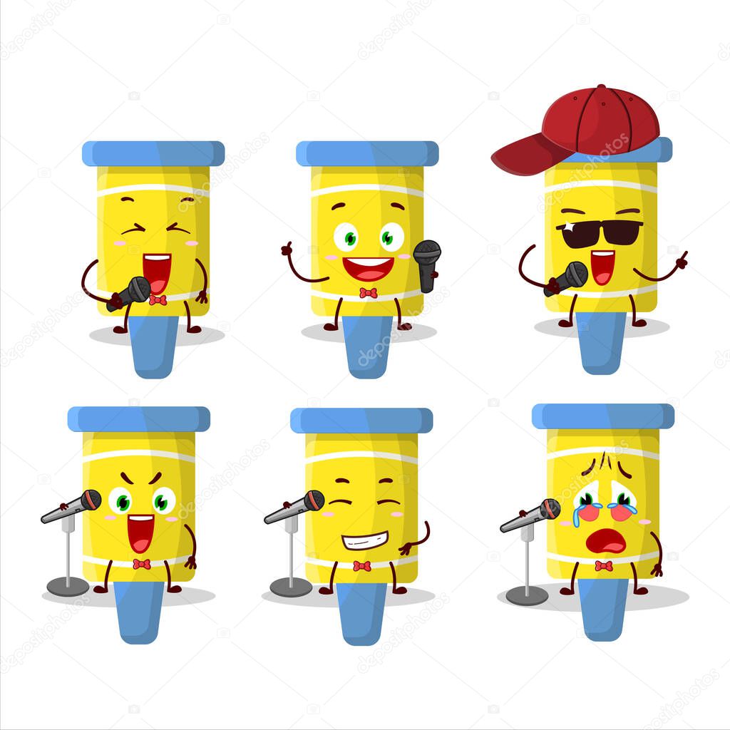 Un lindo concepto de diseño de dibujos animados de fuegos artificiales conchas cantando una ...