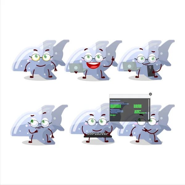 Plano azul caramelo gomoso Programador lindo personaje de dibujos animados con. Ilustraci n ...