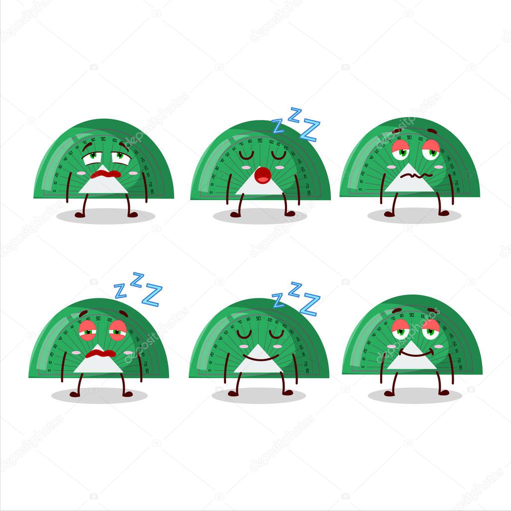 Personaje de dibujos animados de regla de arco verde con expresi n somnolienta. Ilustraci n ...