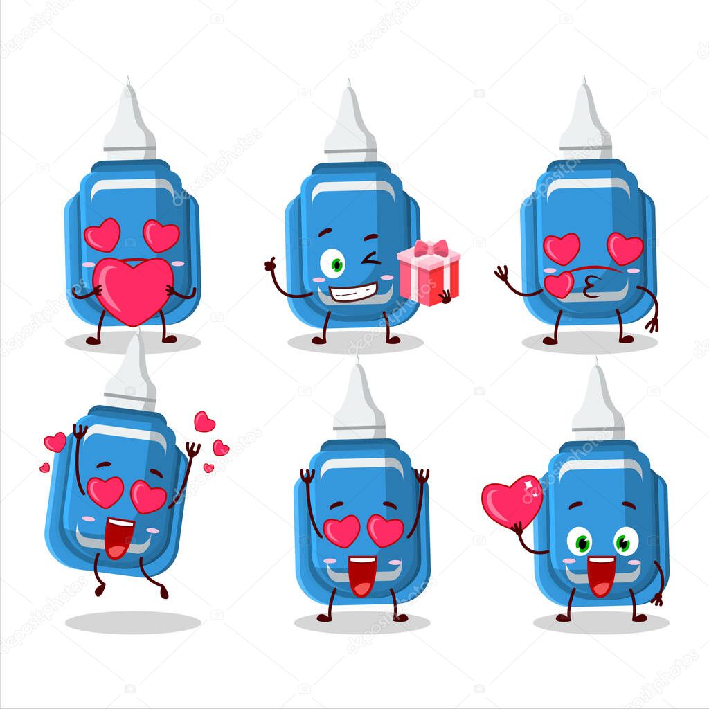 Blue correction pen cartoon character with love cute emoticon. Vector ...