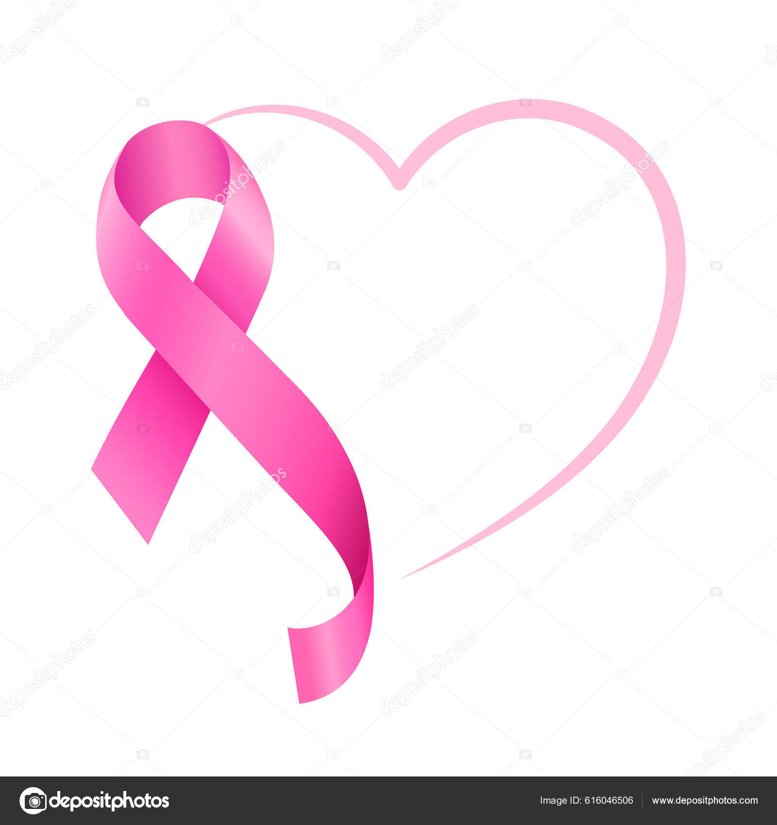 Pink Ribbon Symbol Heart Breast Cancer Awareness Month Icon Design Stock Vector by ©wowow 616046506