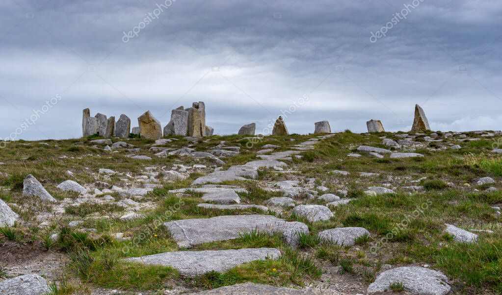 panorama landscape of the megalith site of Tobar Dherbhile on the ...