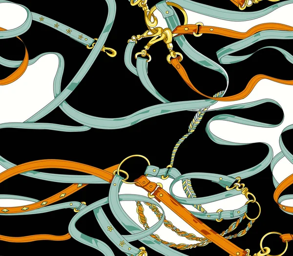 Seamless pattern with belt, chain and knitting for fabric design ...