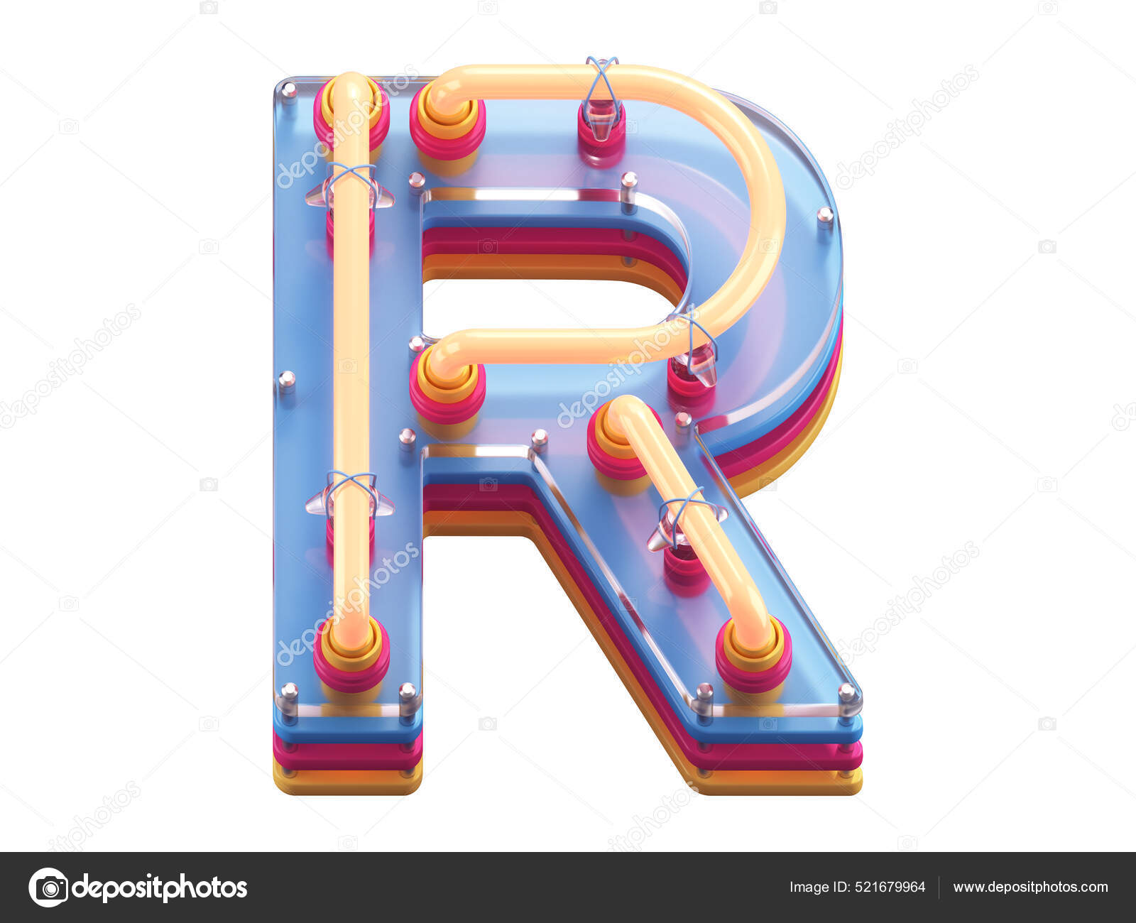 Plastic Neon Font Letter Rendering — Stock Photo © vrender #521679964