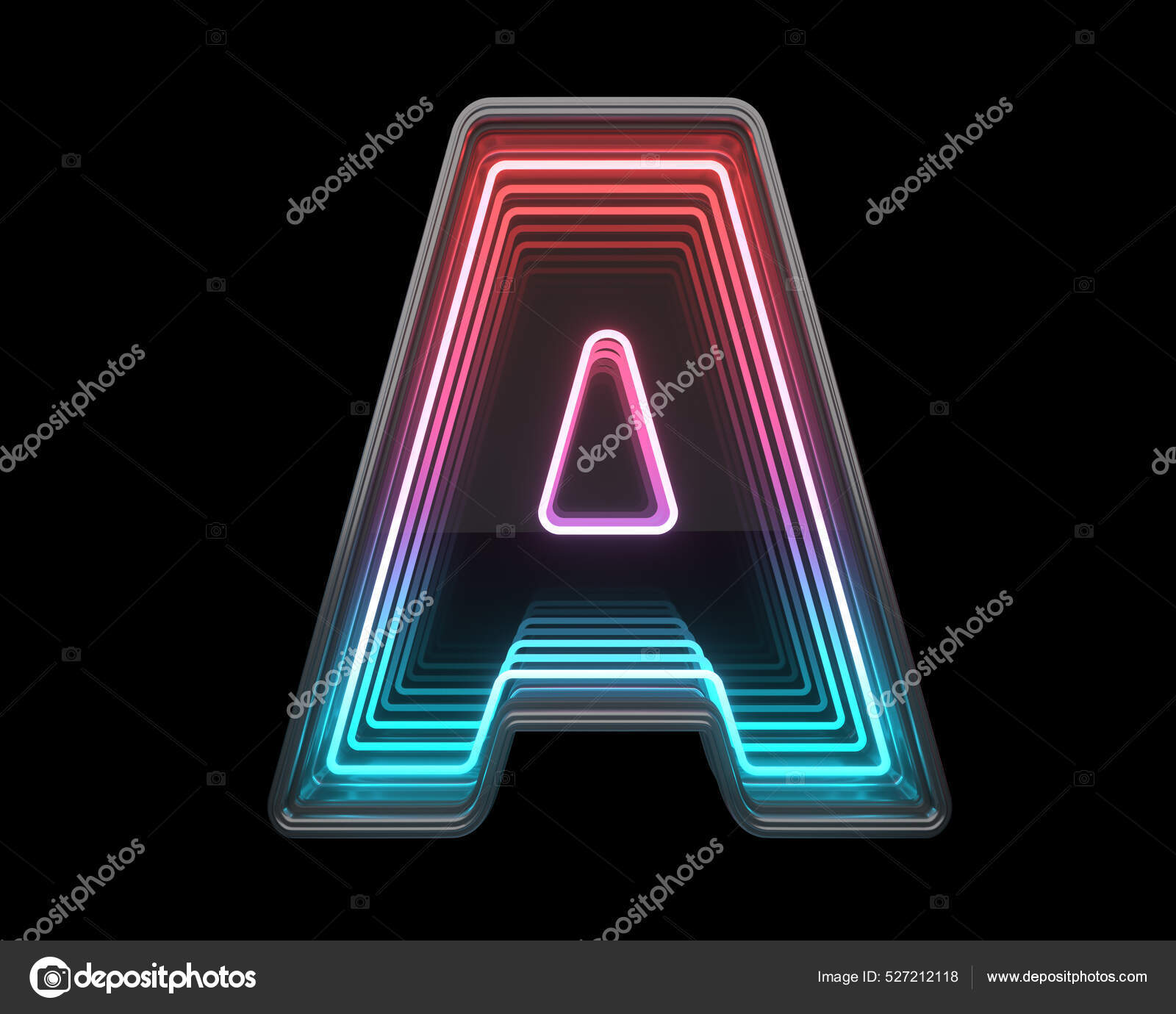 Letter Futuristic Metal Font Light Neon Rendering Stock Photo by ...