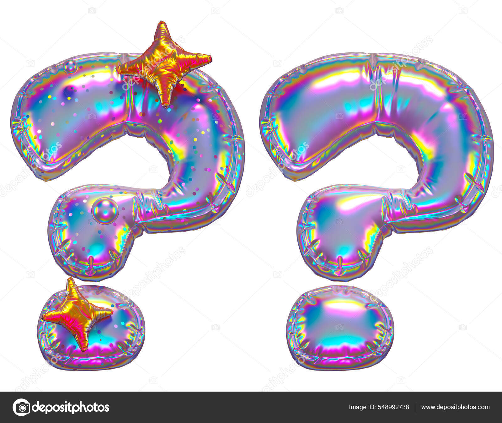 Question Mark Balloon Holographic Font Design Isolated White Background ...