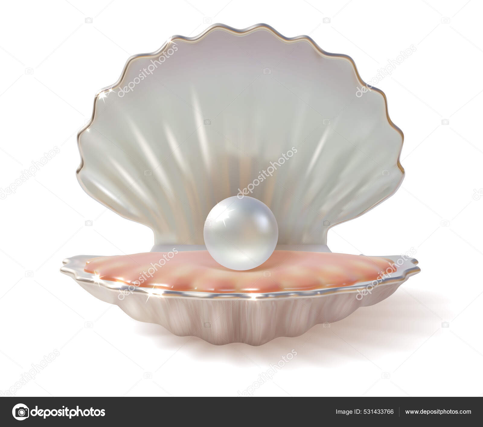 Realistic 3d Detailed Shiny Pearl in Shell. Vector Stock Vector by ...