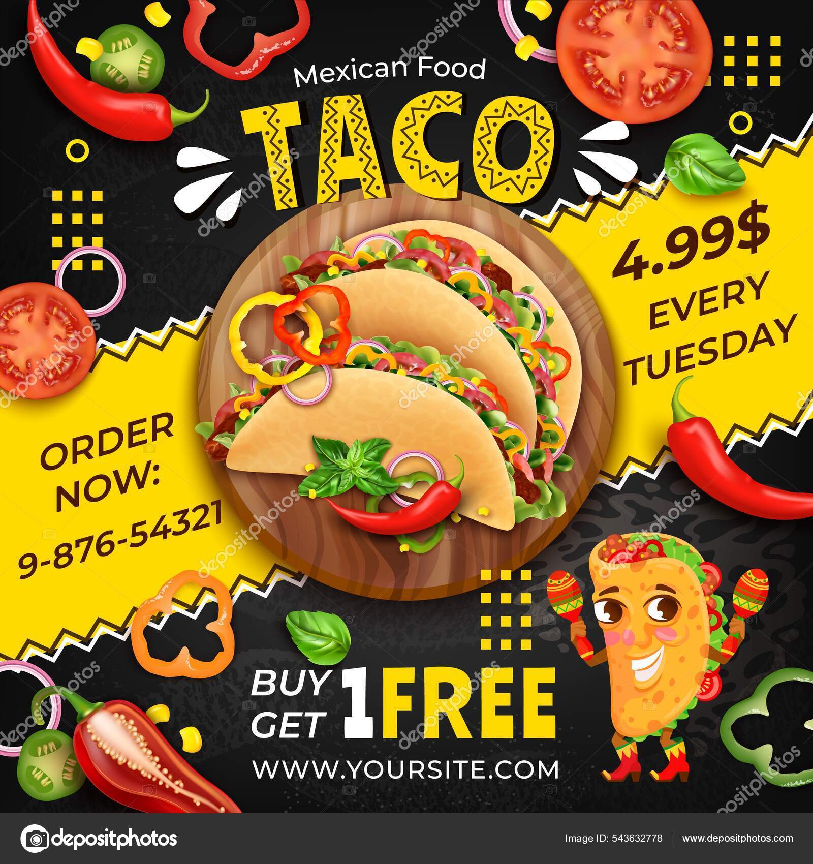 Realista Detallado 3d Tacos Mexican Food Ads Banner Concept Poster Card ...