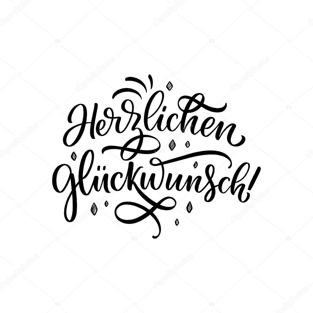 Mano dibujada Feliz Cumplea os en alem n - Felicitaciones. Eslogan de inspiraci n para el dise o ...