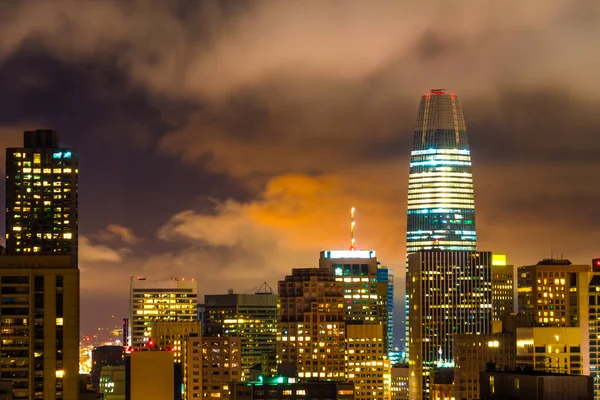 City lights glow at night in the Bay Area San Fran City USA skyline ...