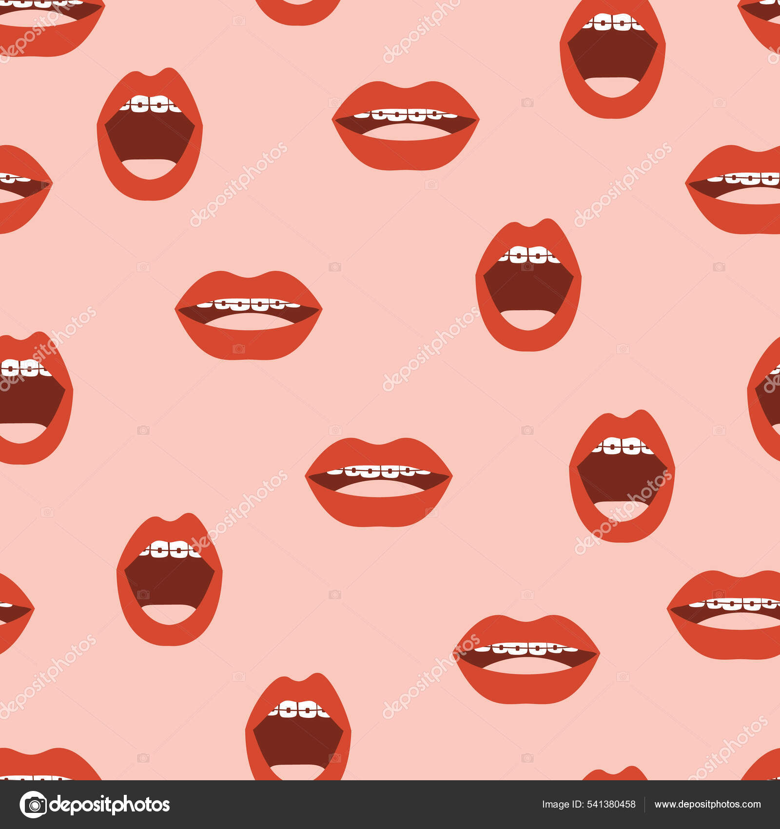 Braces teeth. Mouth with braces. Seamless pattern. Vector Stock Vector ...
