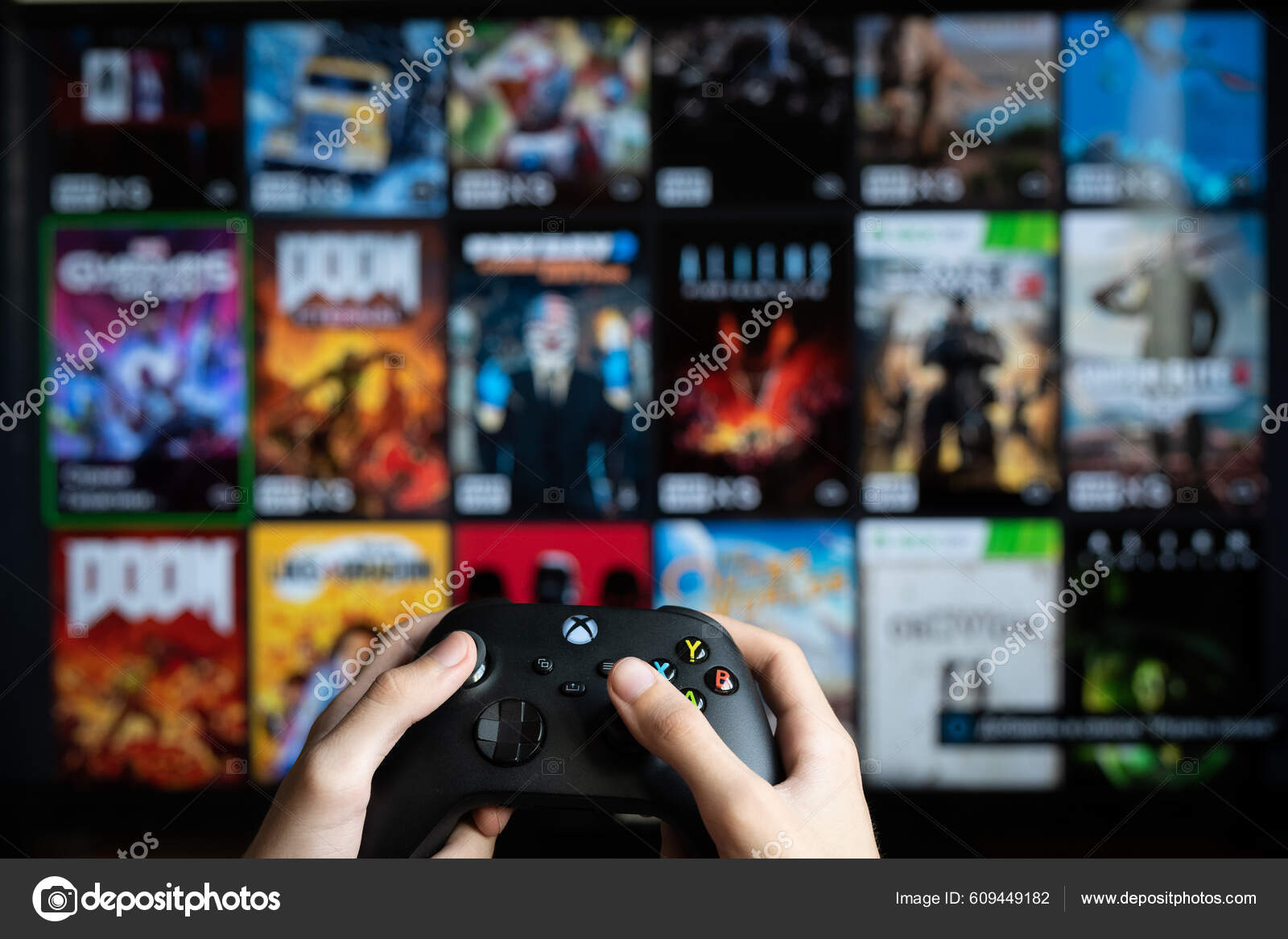 Joystick Controller Playing New Xbox Series Console Tarragona Spain ...